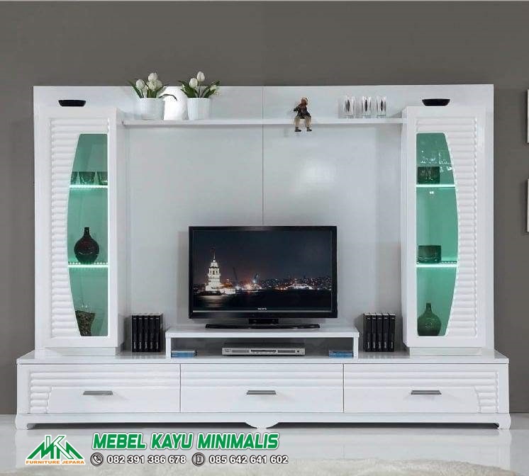 Bufet TV Minimalis Modern Warna Putih | Mebel Kayu Minimalis