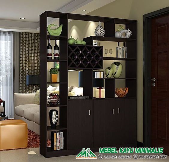 Bufet Partisi Minimalis Modern Kayu Jati | Mebel Kayu Minimalis